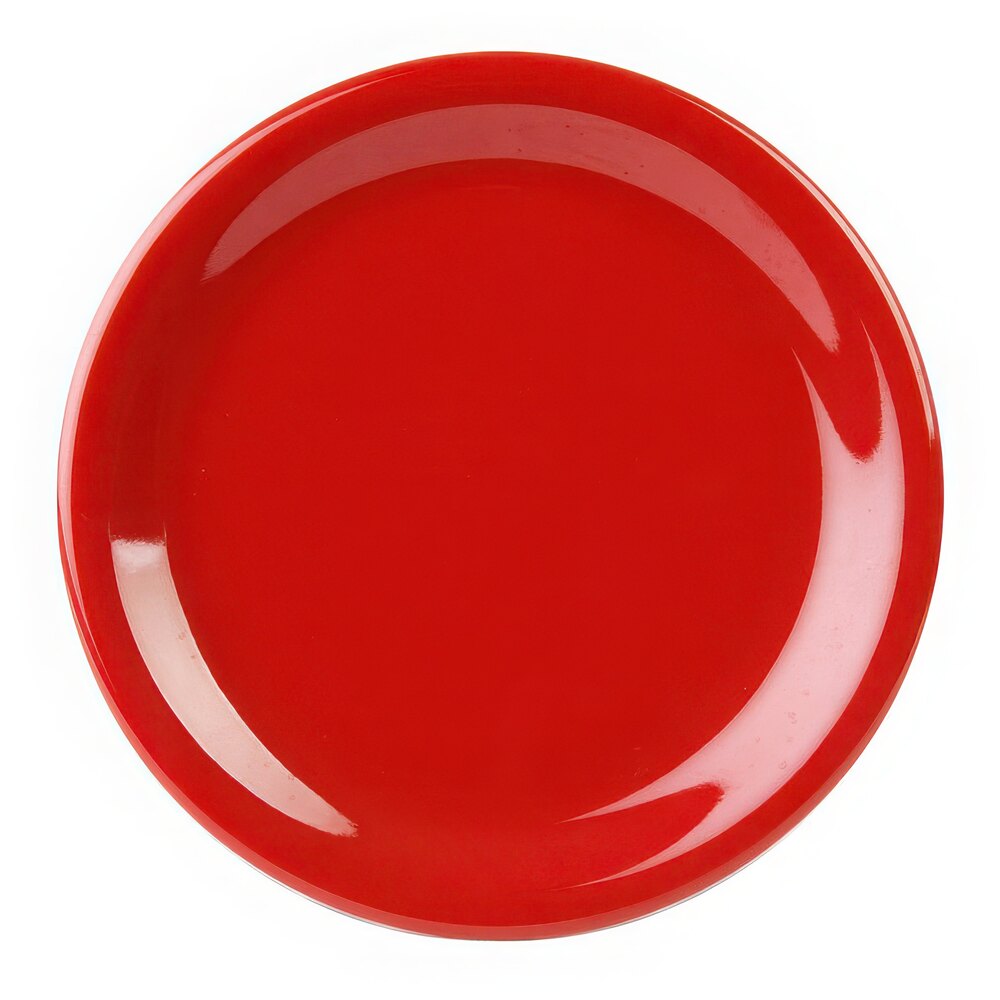 Thunder Group CR110PR 10 1/2" Pure Red Narrow Rim Melamine Plate - 12/Pack