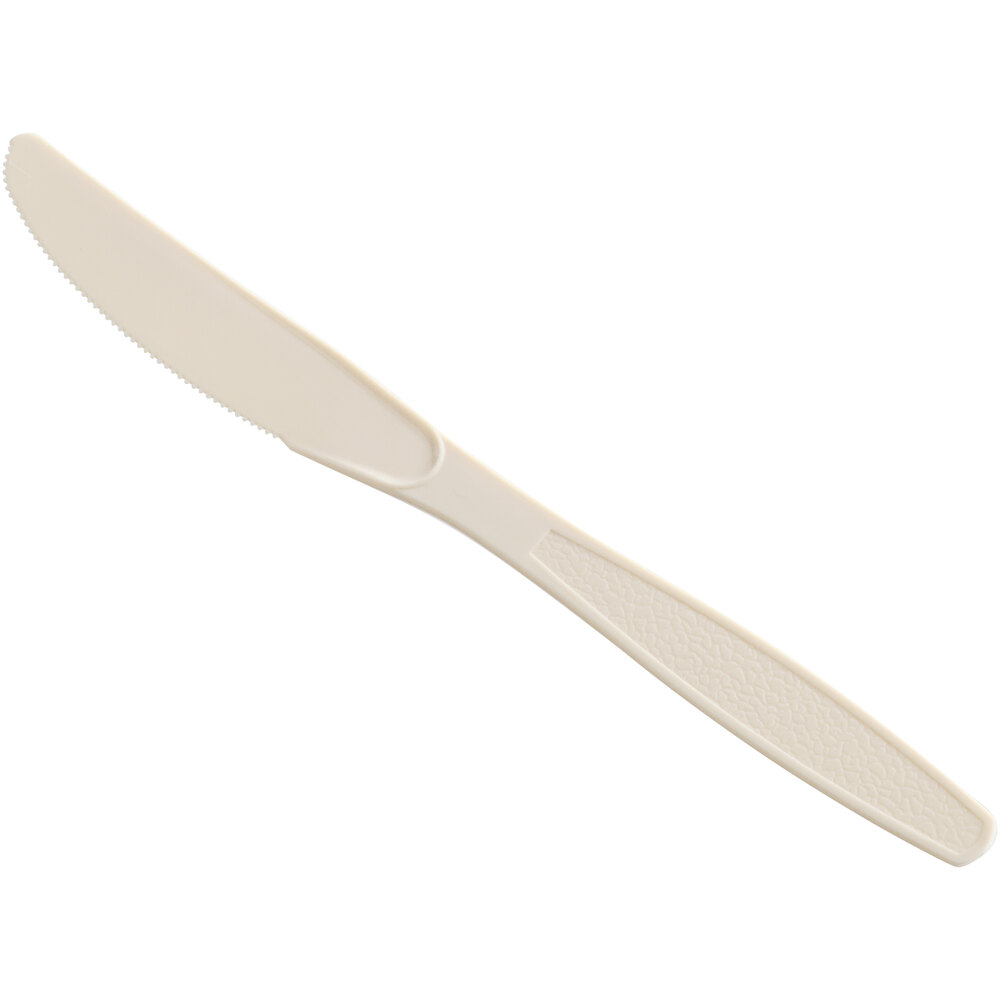 Visions Beige Plastic Knife (100/Pack) - WebstaurantStore