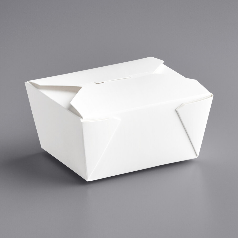 Choice White Microwavable Folded Paper #1 Take-Out Container 4 3/8" x 3 ...