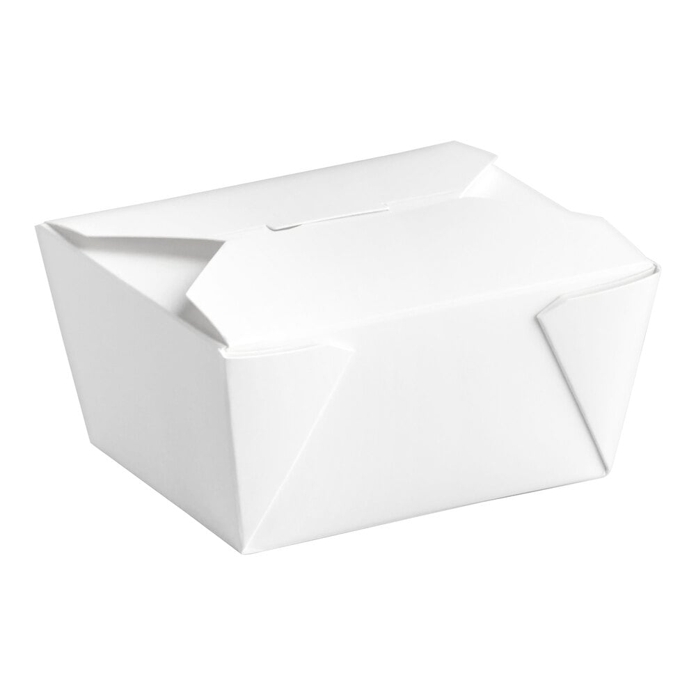 Choice White Microwavable Folded Paper #1 Take-Out Container 4 3/8" x 3 ...