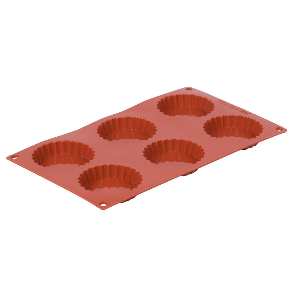 Matfer Bourgeat 257926 Gastroflex Orange Silicone 6 Compartment Fluted ...