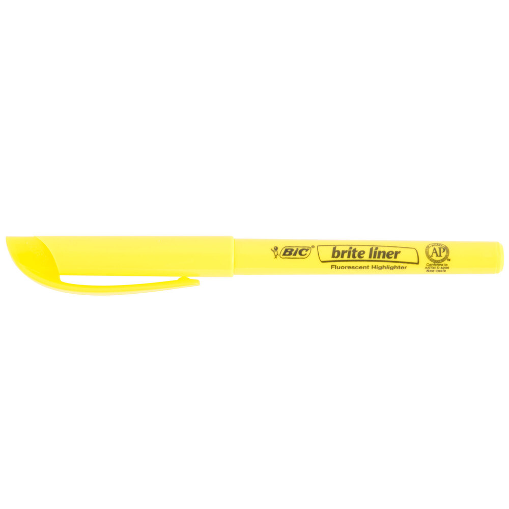 Bic BL11YW Brite Liner Fluorescent Yellow Chisel Tip Pen Style ...