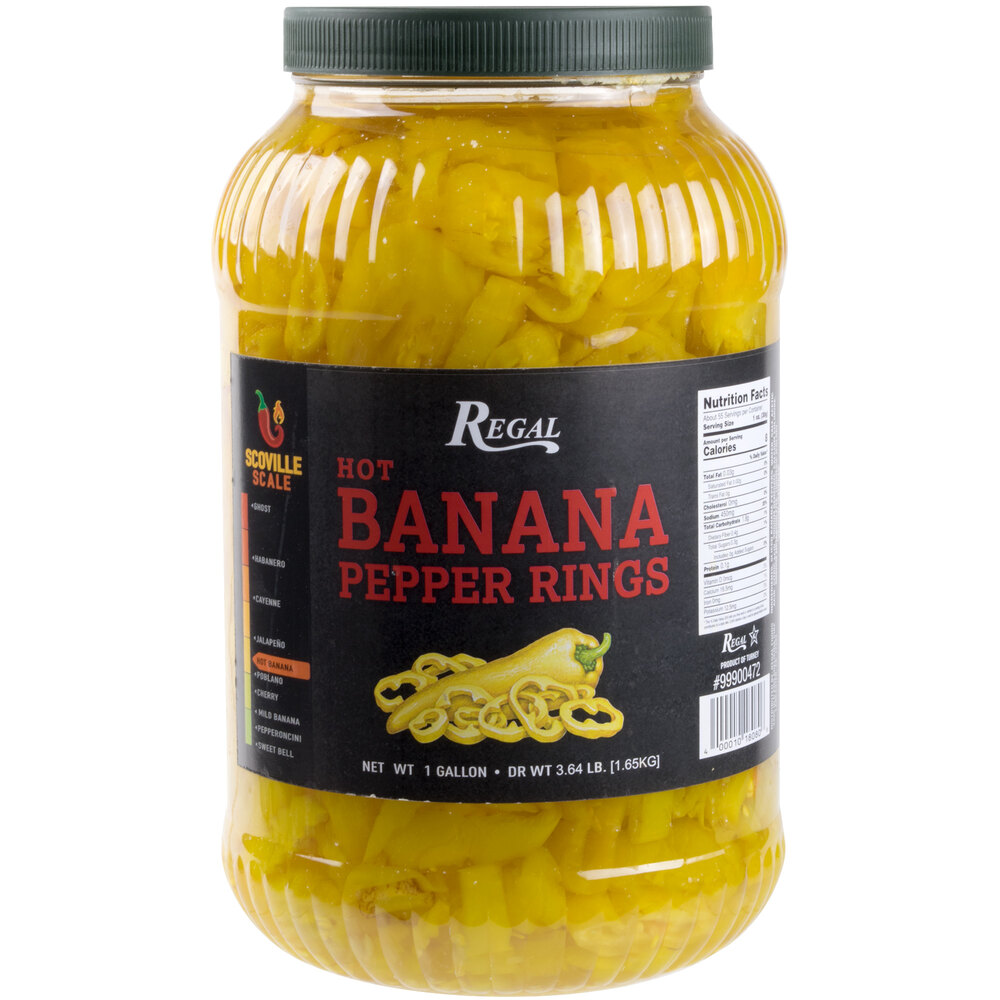 Regal Hot Banana Pepper Rings 1 Gallon - 4/Case