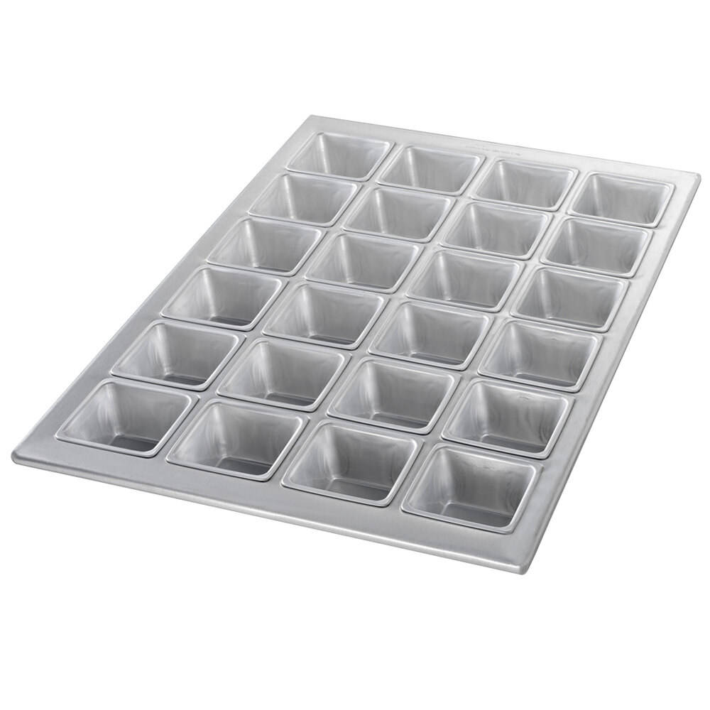 Chicago Metallic 46605 24 Cup 4.4 oz. Glazed Aluminum Square Muffin ...