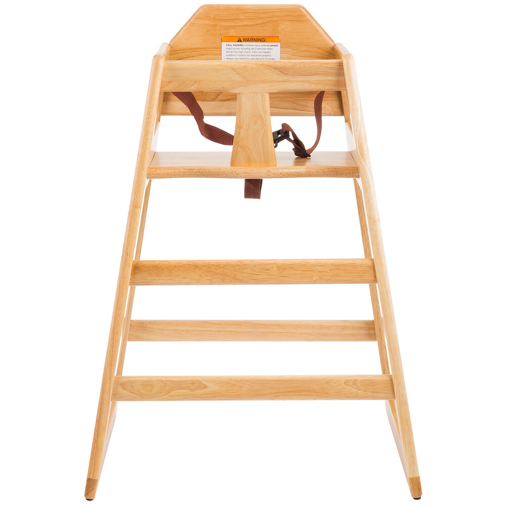 TableCraft 6565004 Stacking Hardwood High Chair with Natural Finish ...