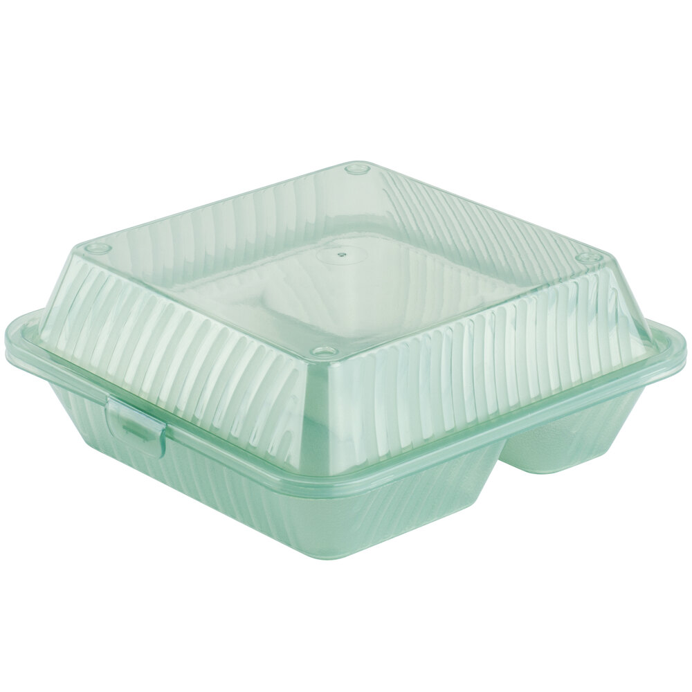 GET EC-09 9" x 9" x 3 1/2" Jade Green Customizable 3-Compartment ...