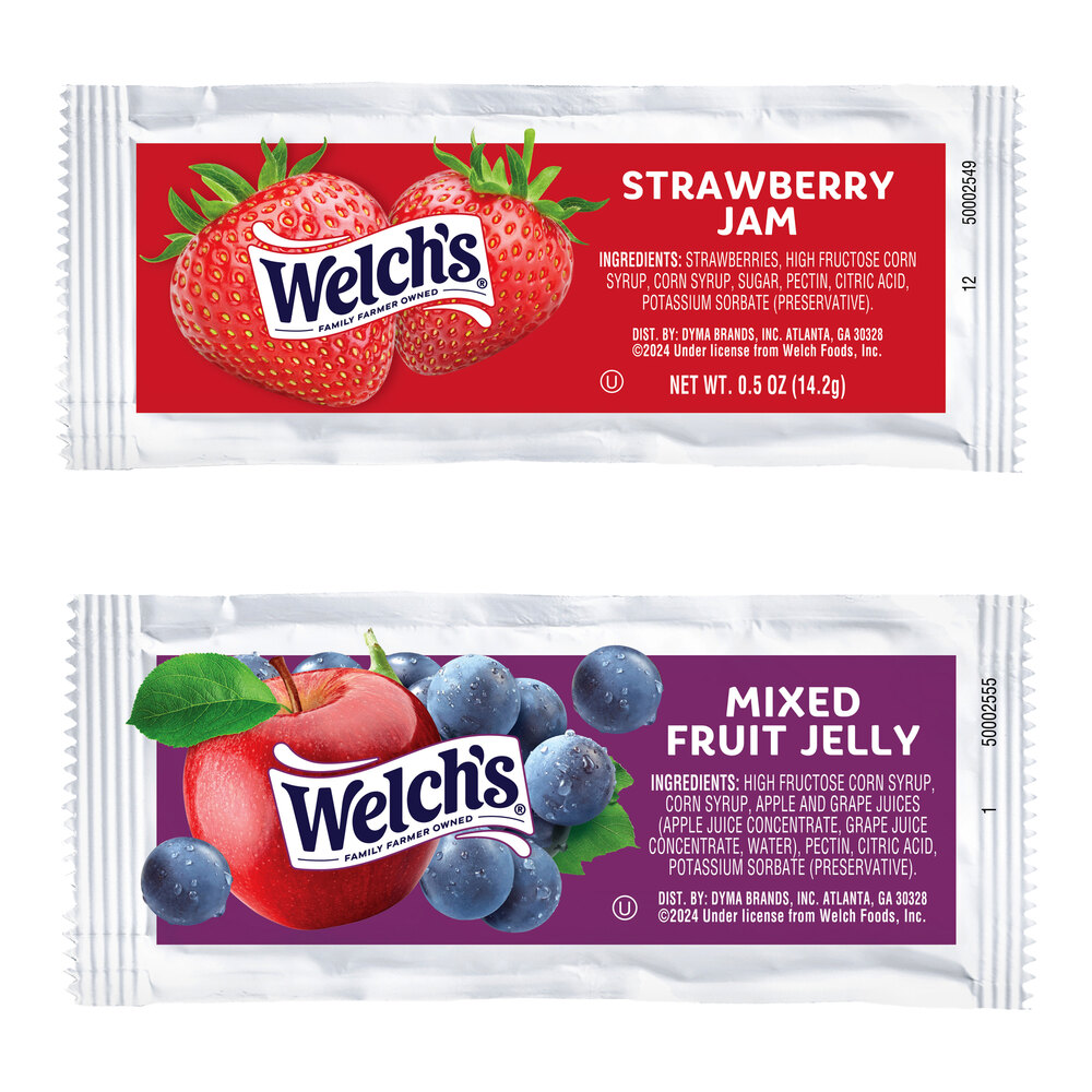 Mixed Fruit Jelly & Grape Jelly Packets (10g) - 200/Case
