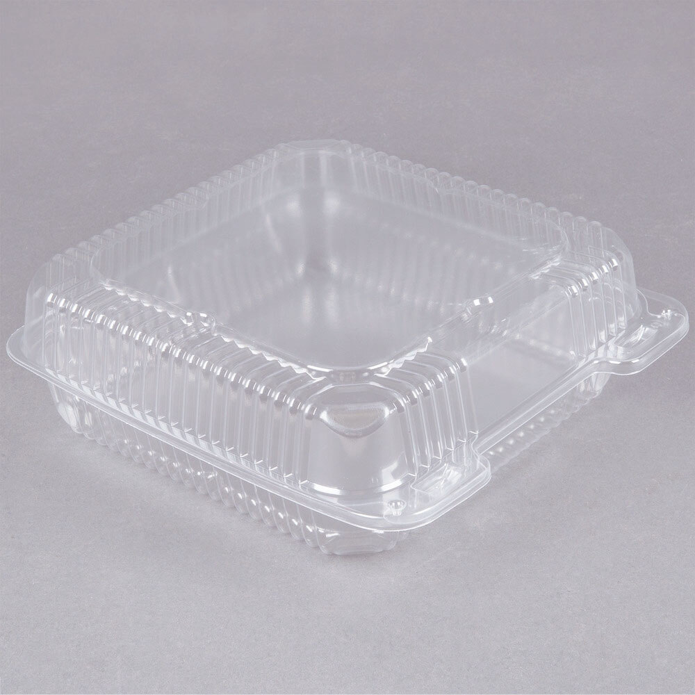 Durable Packaging PXT-900 Duralock 9" x 9" x 3" Clear Hinged Lid ...