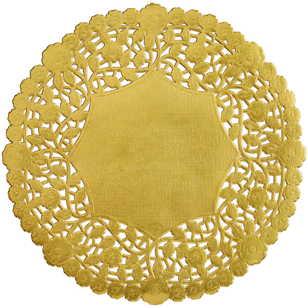 8" Gold Foil Lace Doily - 500/Case