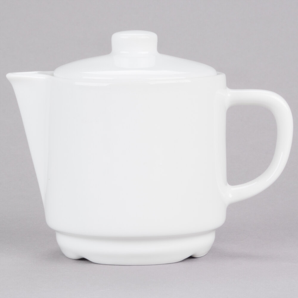 Arcoroc R0819 Candour 15 oz. White Porcelain Stackable Teapot by Arc ...