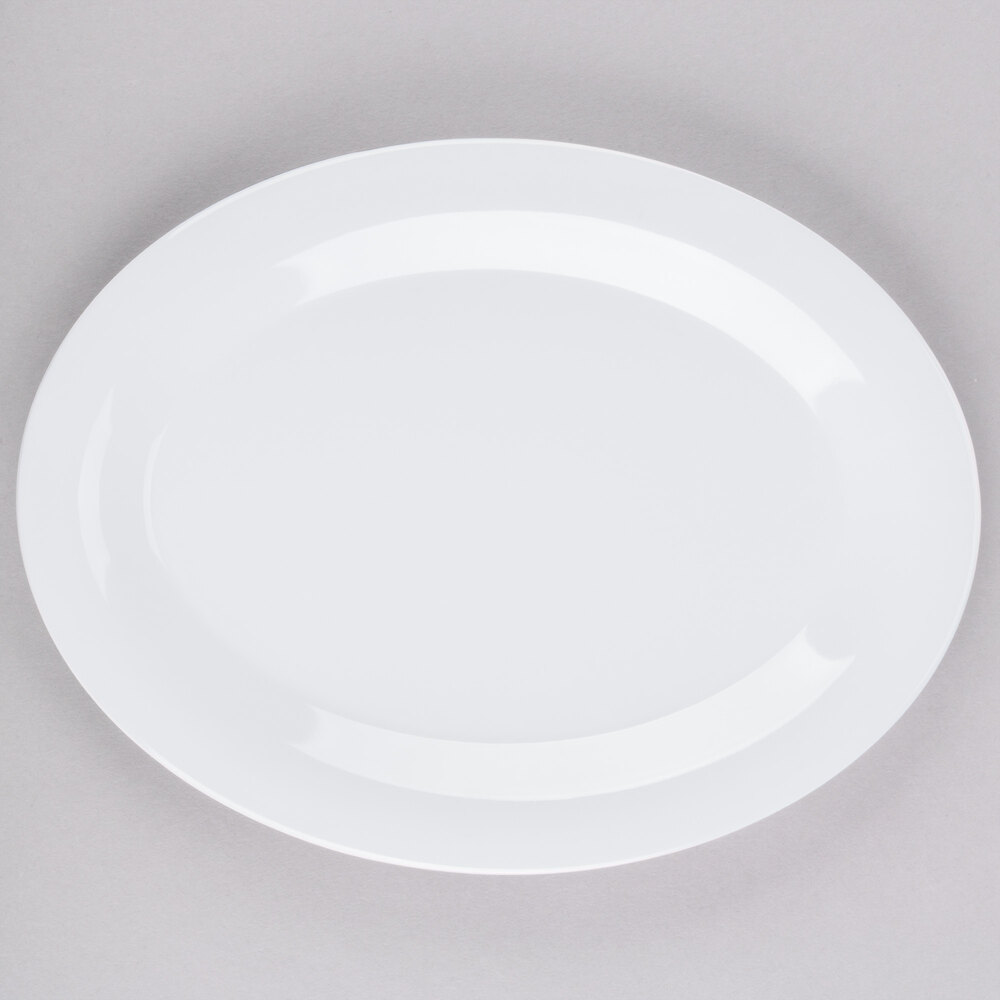 GET OP-950-DW Diamond White 9 3/4" x 7 1/4" Narrow Rim Oval Platter ...