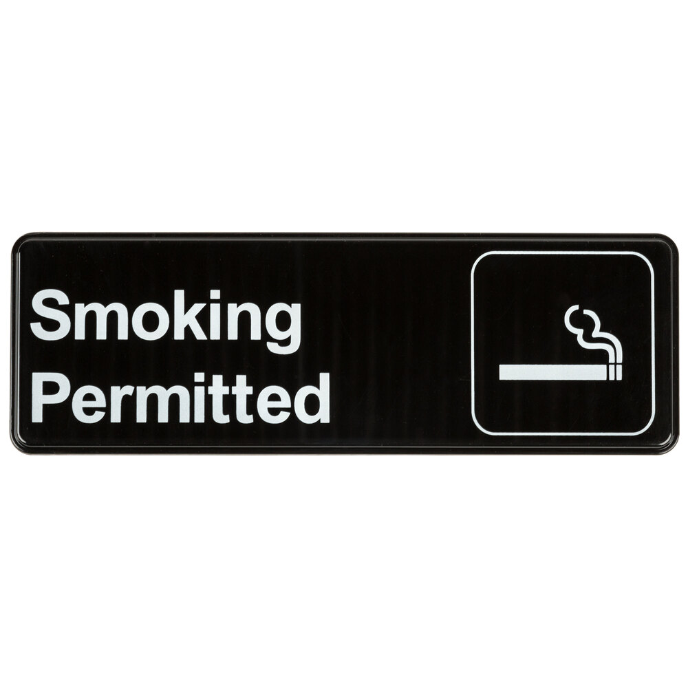 Thunder Group Smoking Permitted Sign - Black and White, 9" x 3"