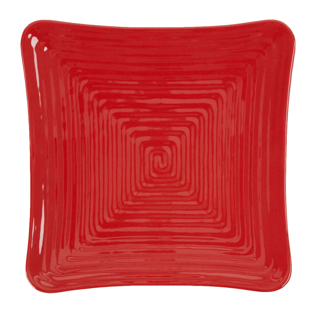 GET ML-63-RSP 10 1/4" Red Sensation Square Melamine Plate - 12/Pack