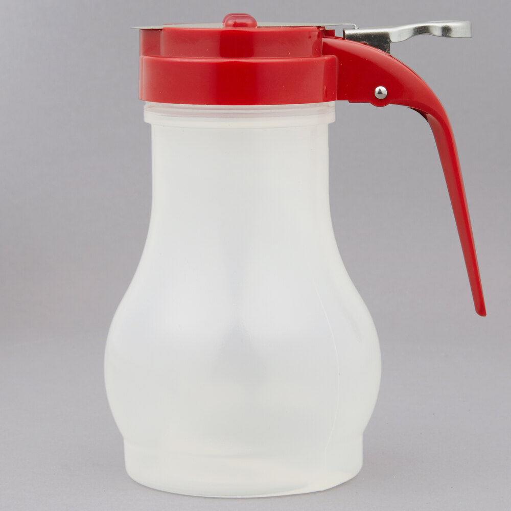 TableCraft PP410RE 10 oz. Polypropylene Teardrop Syrup Dispenser with ...