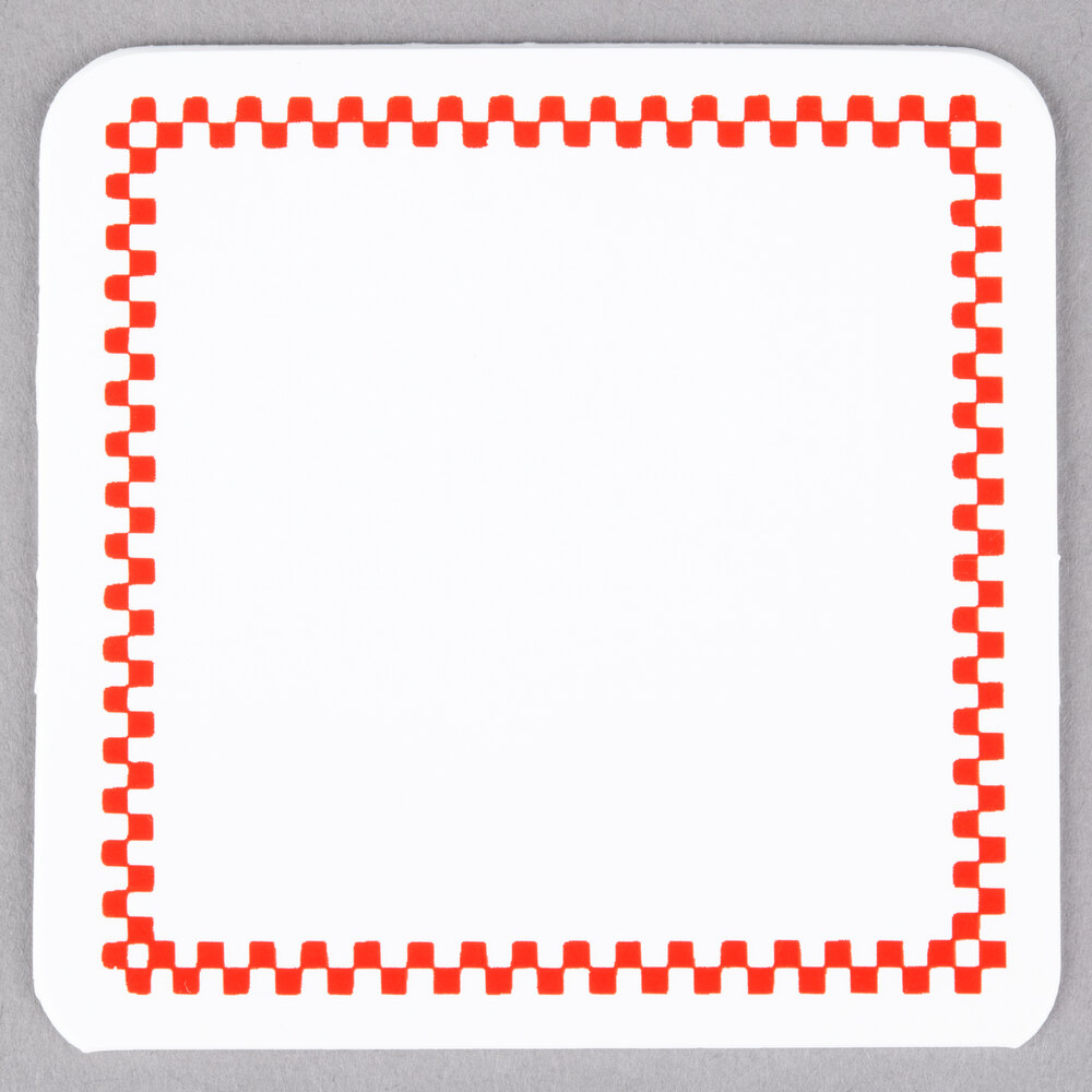 Square Write-On Deli Tag with Red Checkered Border - 25/Pack