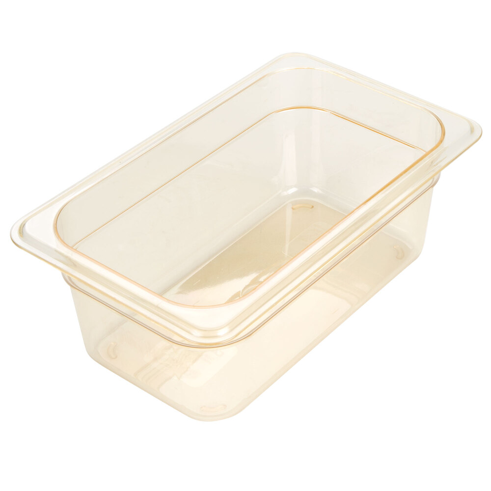 Carlisle 3088113 StorPlus 1/4 Size Amber High Heat Plastic Food Pan - 4 ...
