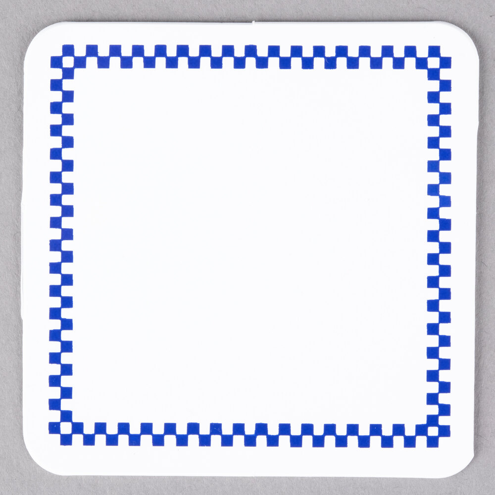 Square Write-On Deli Tag with Blue Checkered Border - 25/Pack