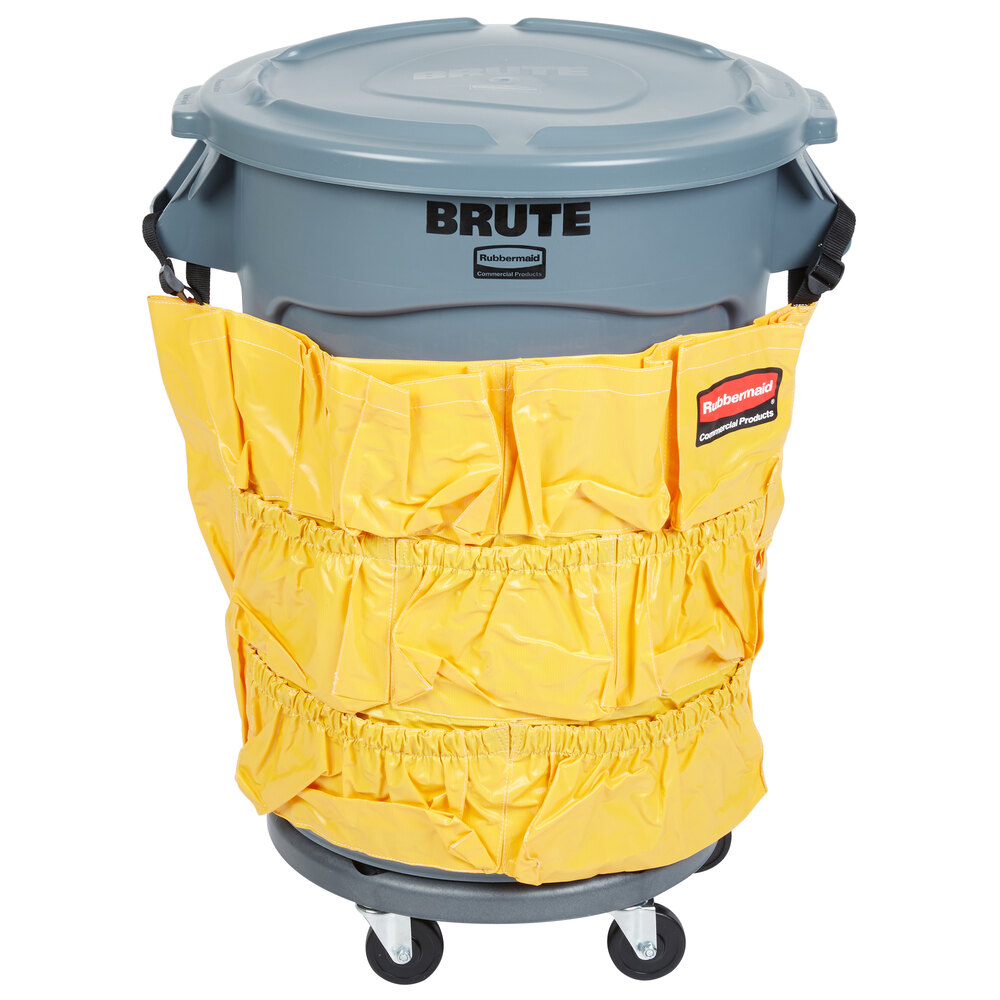 Rubbermaid® BRUTE 32 Gallon Gray Round Trash Can, Lid, Caddy Bag, and ...