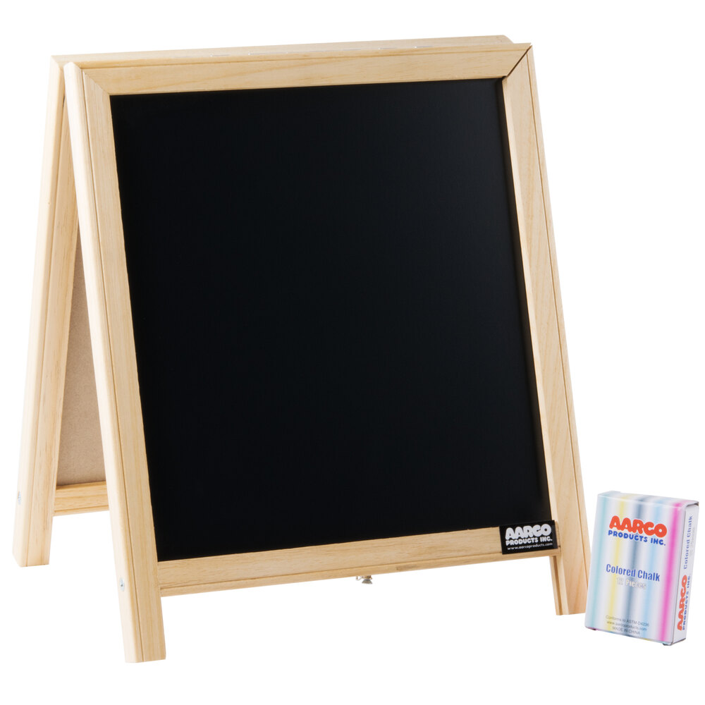 Aarco 14" x 12" Tabletop A-Frame Sign with Black Chalkboard TA-1