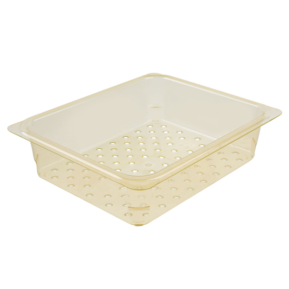 Cambro 23CLRHP150 H-Pan 1/2 Size Amber High Heat Colander Food Pan - 3 ...
