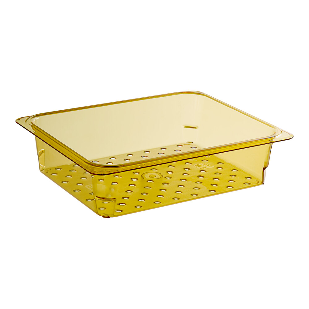Cambro 23CLRHP150 H-Pan 1/2 Size Amber High Heat Colander Food Pan - 3 ...