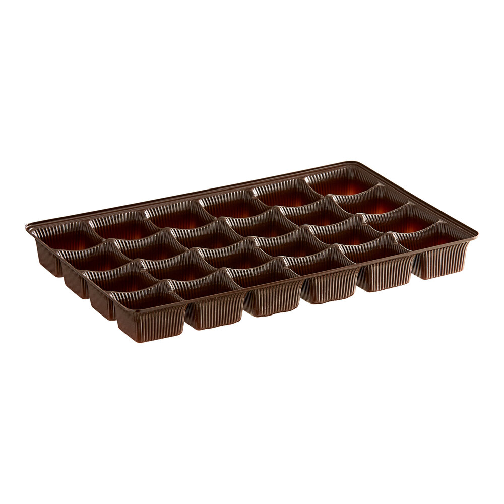 Simplex 9 5/16" x 6" x 3/4" Brown 24-Cavity Candy Tray - 250/Case