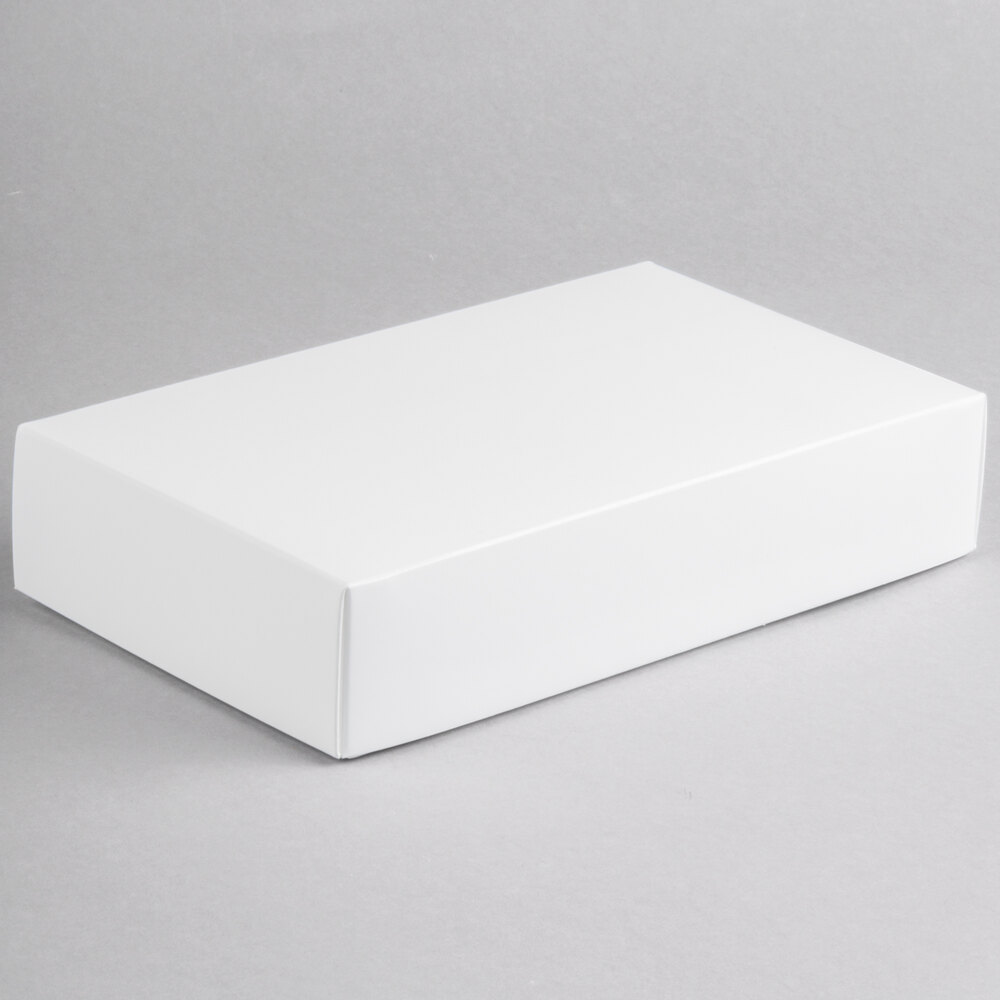 9 3/8" x 5 5/8" x 2" 2-Piece 2 lb. White Candy Box - 250/Case
