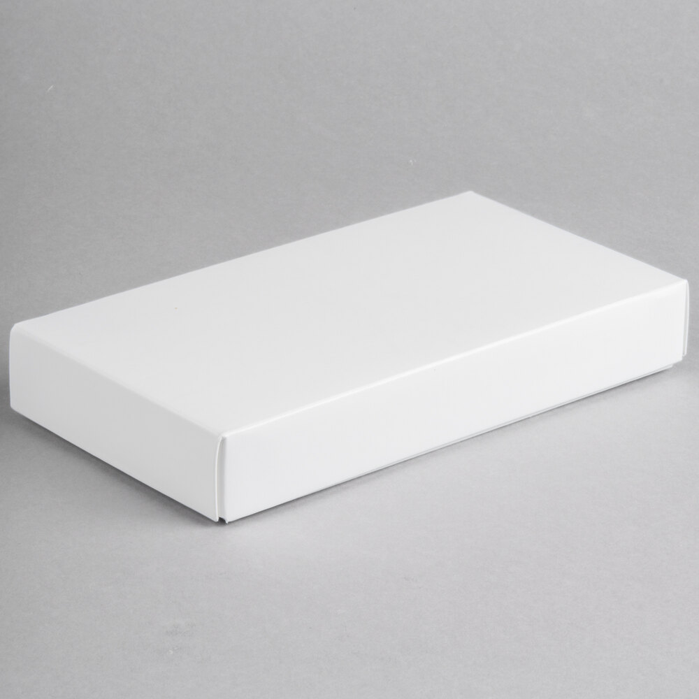 Simplex 7 3/8" x 4" x 1 1/8" 2-Piece 1/2 lb. White Candy Box - 250/Case