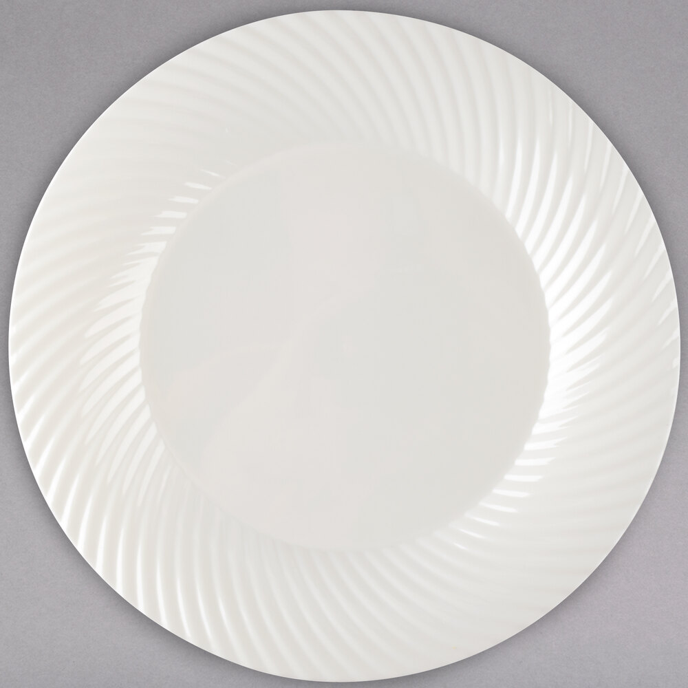 Visions Wave 7" Bone / Ivory Plastic Plate - 18/Pack