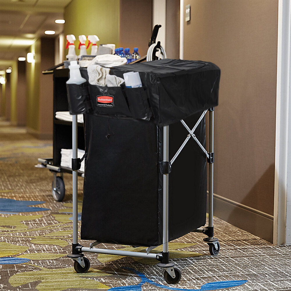 Rubbermaid Laundry Cart, 4 Bushel Deluxe Collapsible X-Cart with Black ...