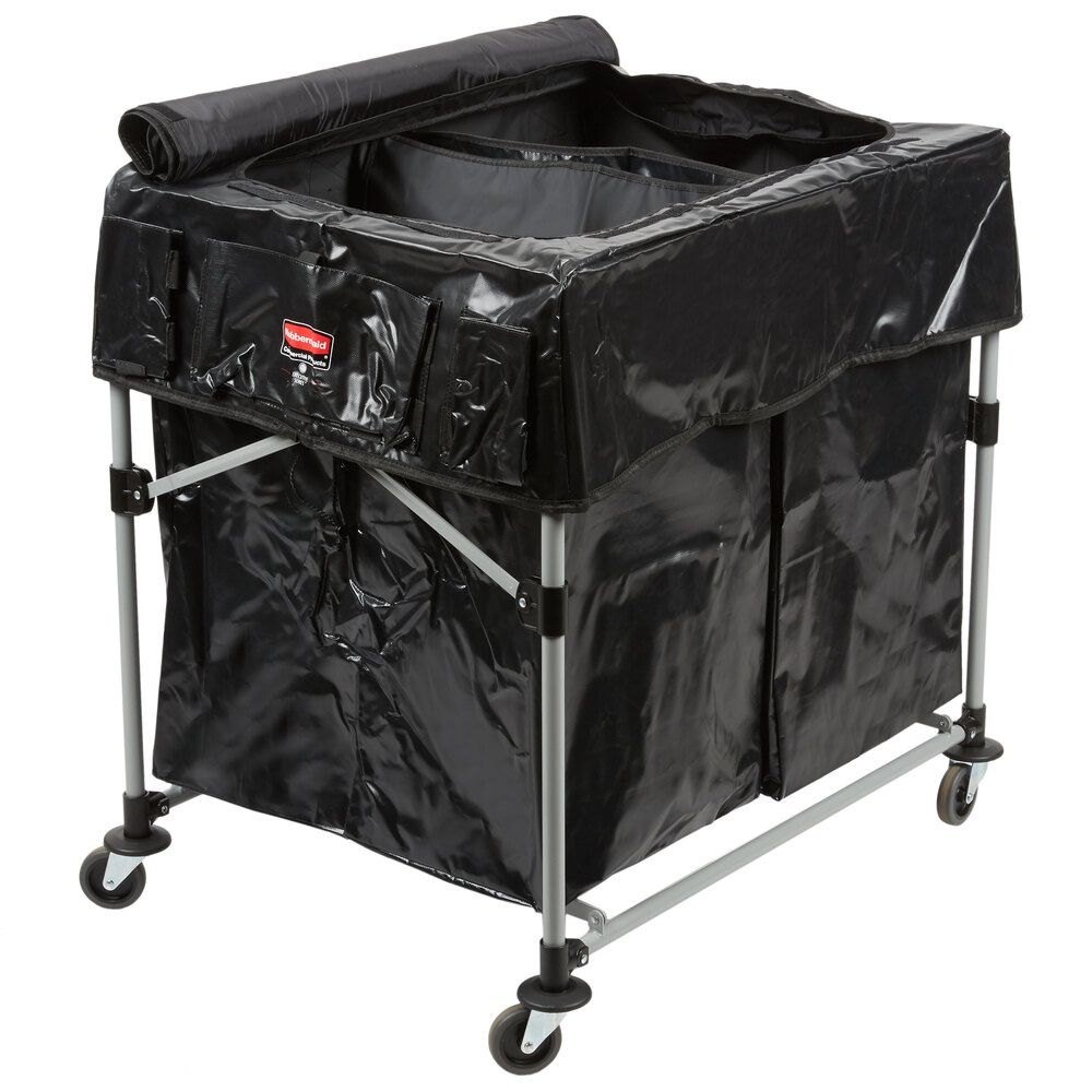 Rubbermaid Laundry Cart, 4 Bushel Deluxe Collapsible 2 Section X-Cart ...