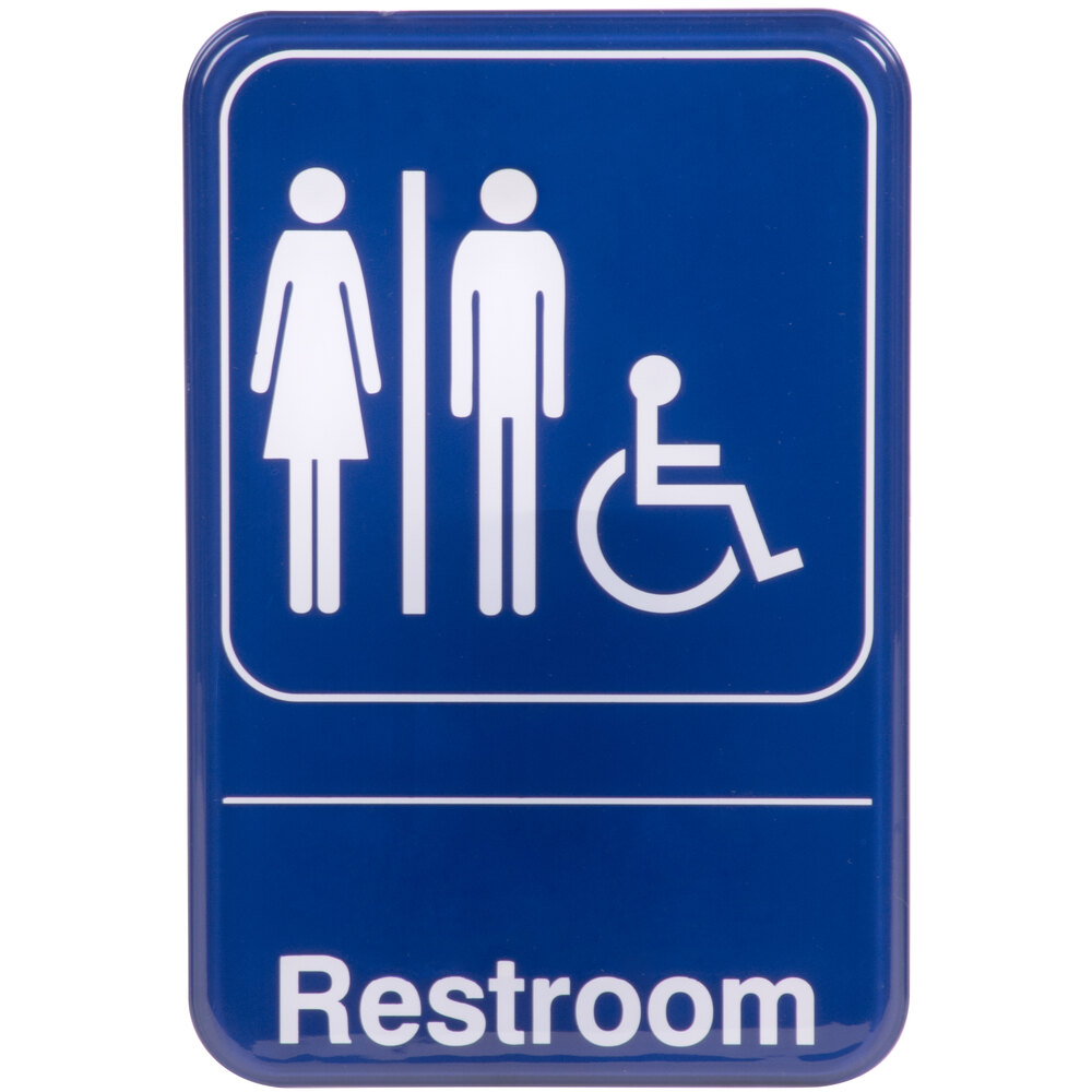 Thunder Group Handicap Accessible Restroom Sign - Blue and White, 9" x 6"