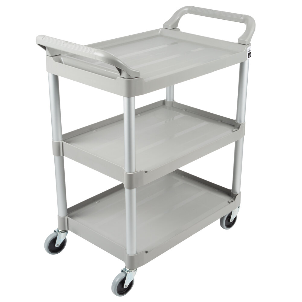 Rubbermaid® FG342488PLAT Platinum Three Shelf Utility Cart / Bus Cart ...