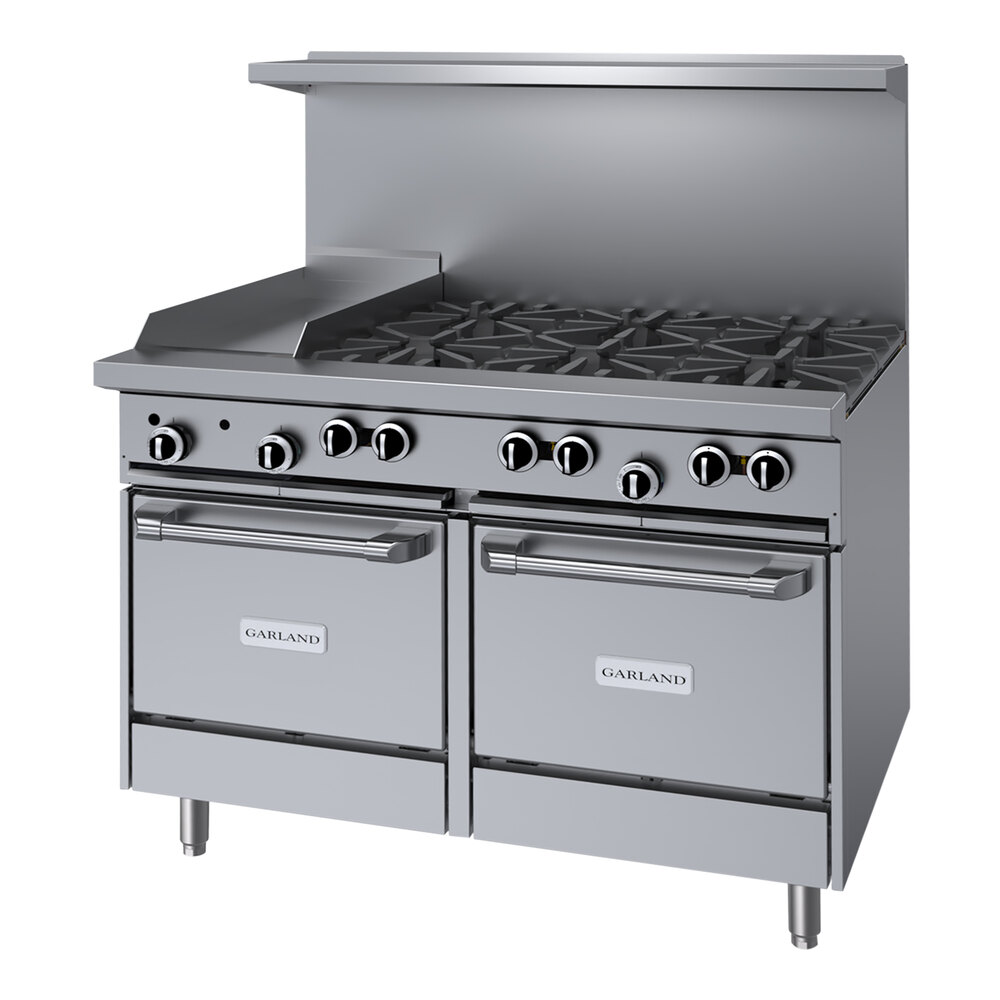 Garland G48-6G12SS Natural Gas 6 Burner 48" Range with 12" Griddle and ...