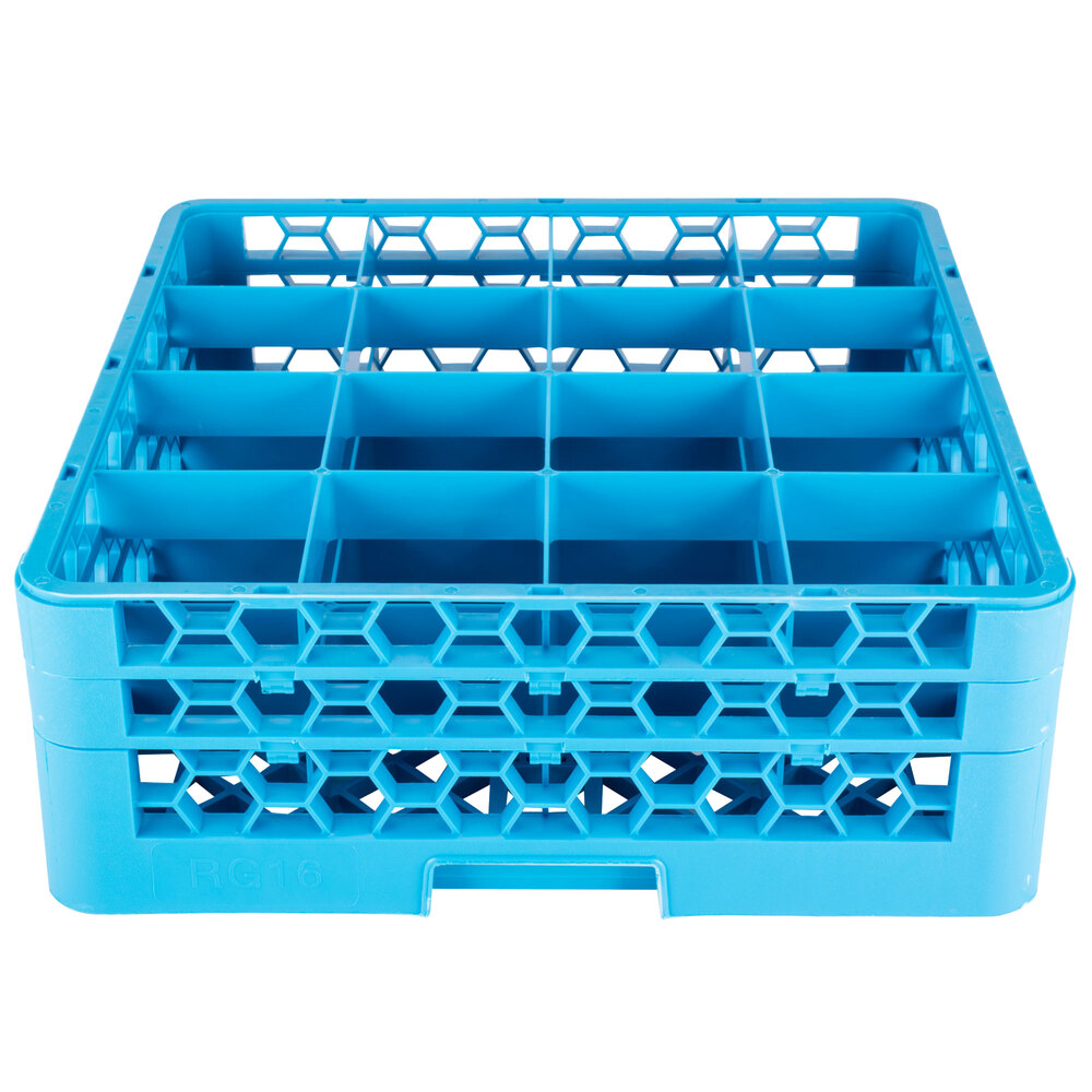 Carlisle RG16-214 OptiClean 16 Compartment Glass Rack with 2 Extenders