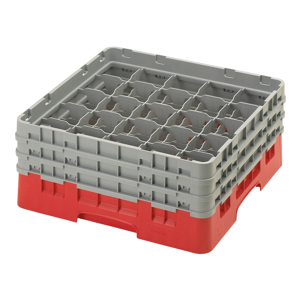Cambro 25S638163 Camrack 6 7/8" High Customizable Red 25 Compartment ...