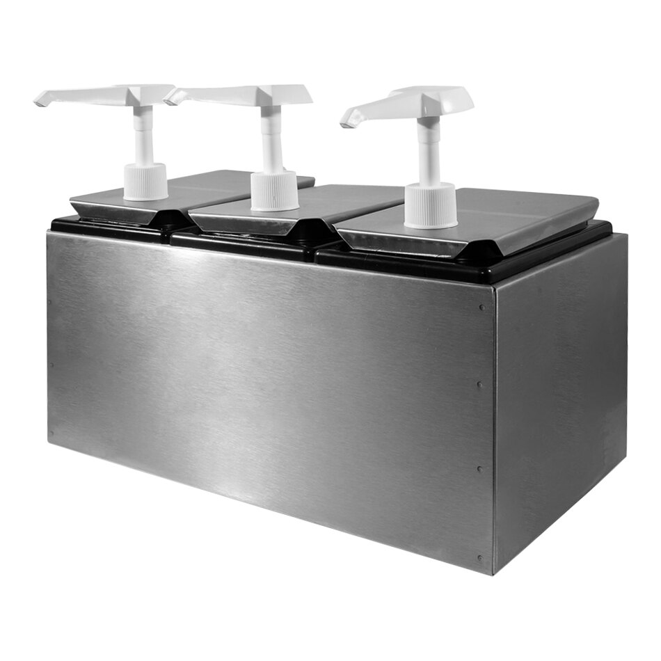 Carlisle 38503 7.5 Qt. Condiment Dispenser Rail with 3 Standard Pumps