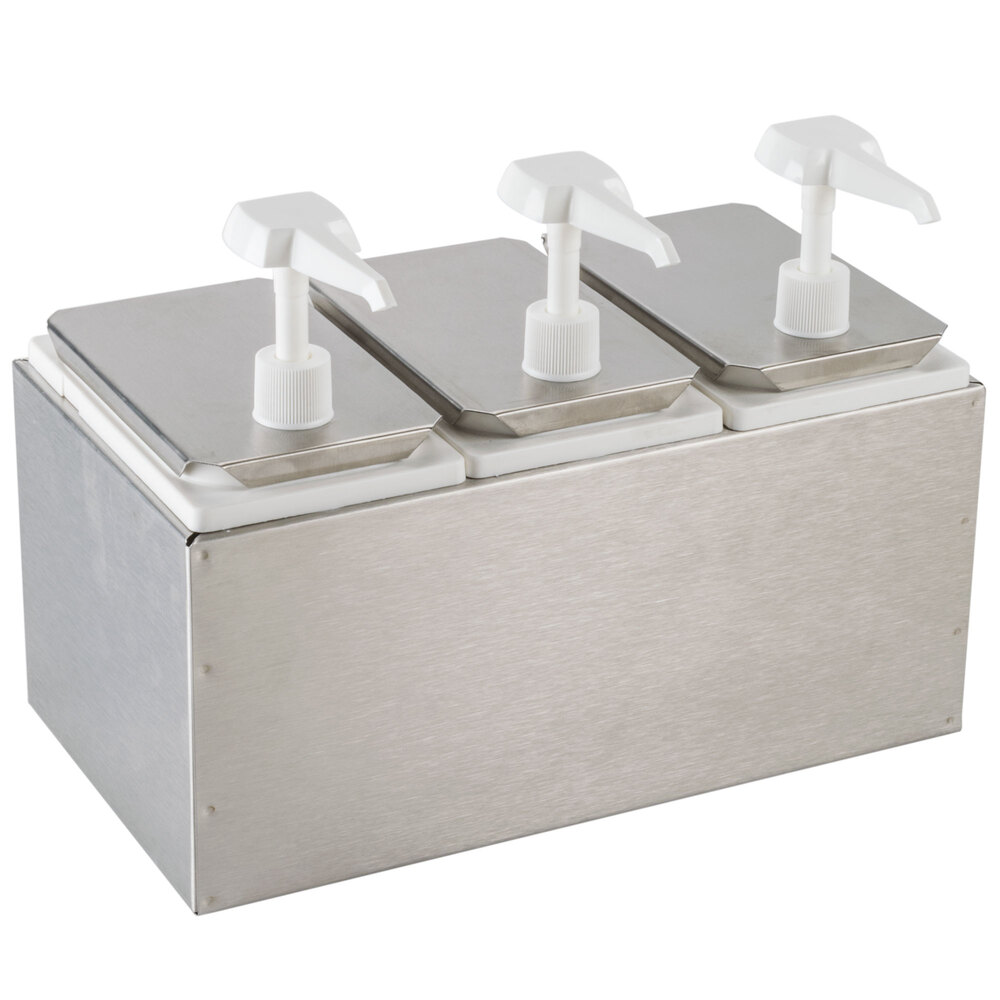Carlisle 38503 7.5 Qt. Condiment Dispenser Rail with 3 Standard Pumps