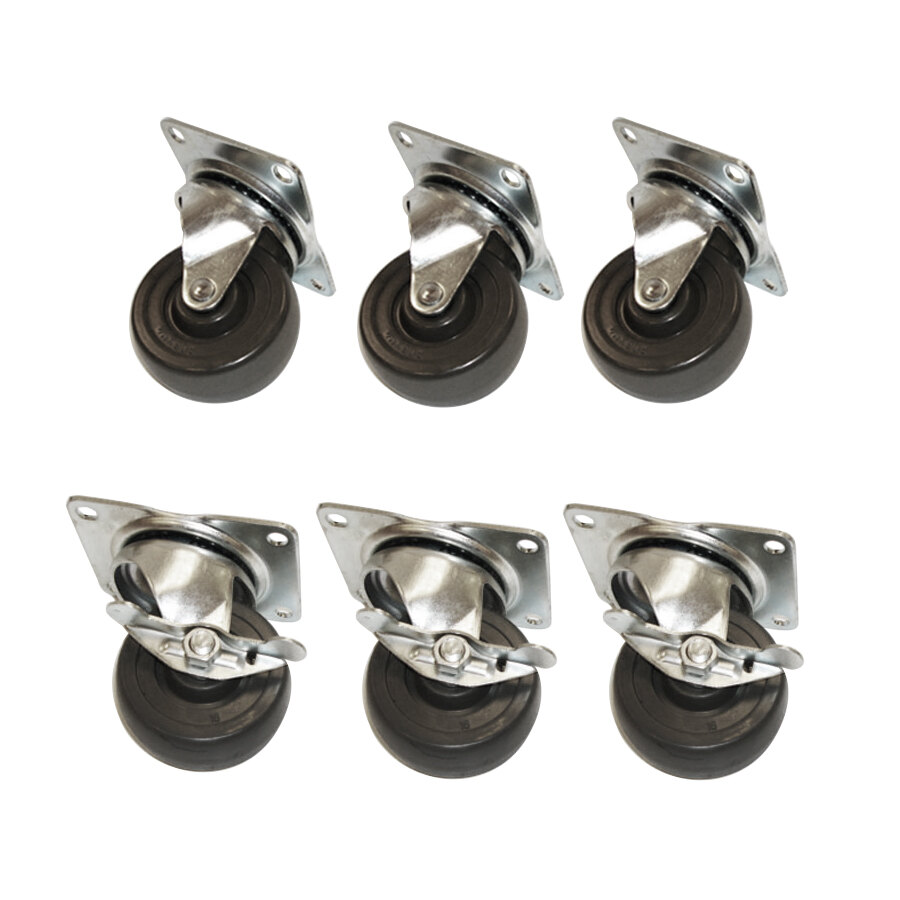 True 872070 4" Swivel Plate Casters - 6/Set