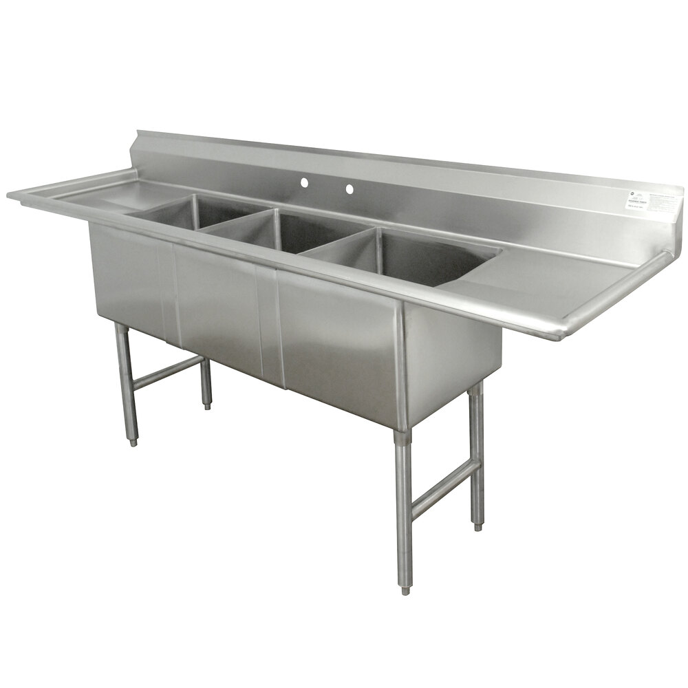 Advance Tabco FC-3-1515-15RL Three Compartment Stainless Steel ...