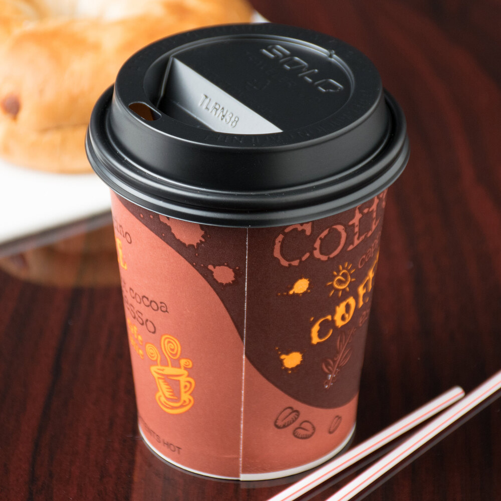 Choice 8 oz. Tall Coffee Print Poly Paper Hot Cup - 50/Pack