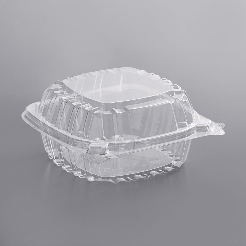 Dart C53PST1 ClearSeal Hinged Lid Plastic Container 5 3/8" x 5 1/4" x 2 ...