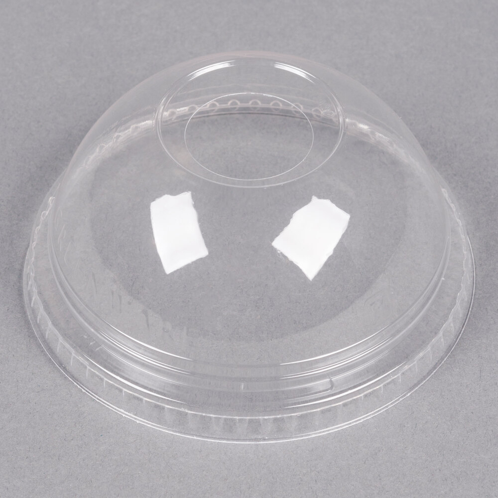 Fabri-Kal DLGC12/20 Greenware Compostable Clear Plastic Dome Lid with 1 ...