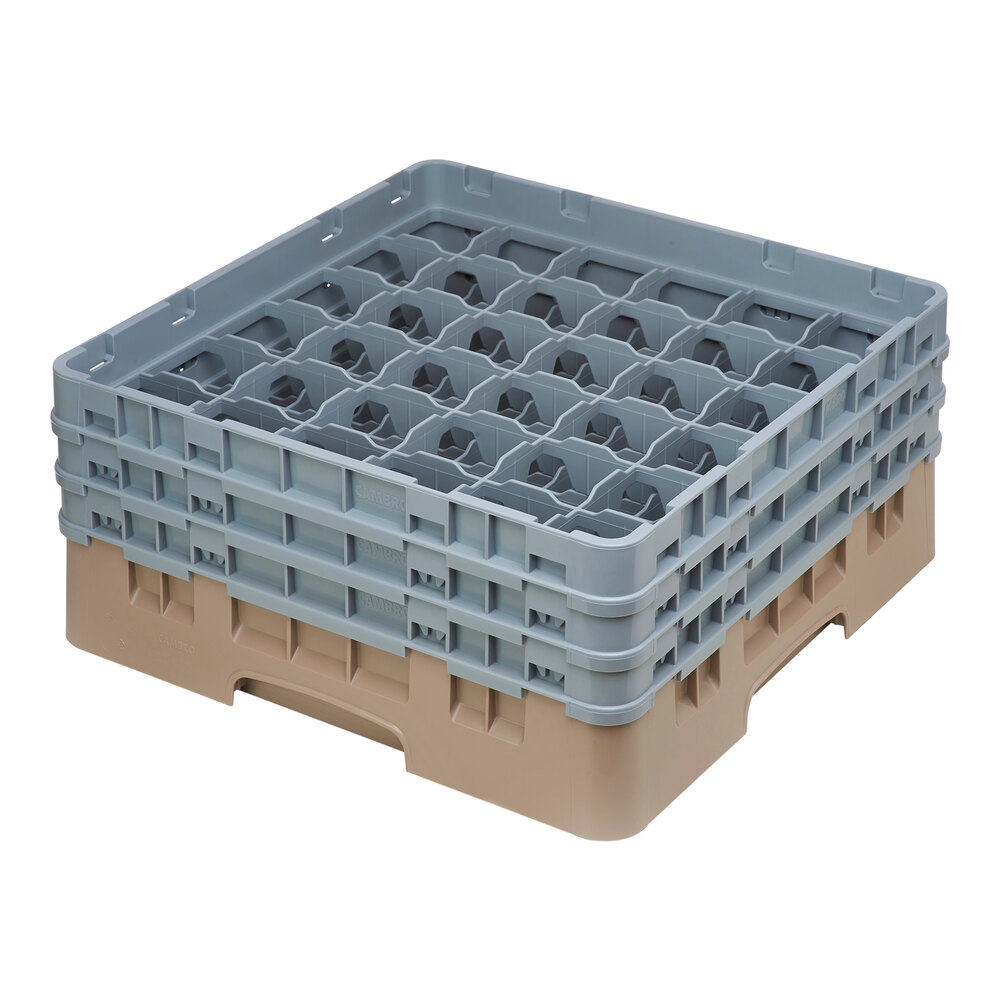 Cambro 36S638184 Beige Camrack Customizable 36 Compartment 6 7/8" Glass ...
