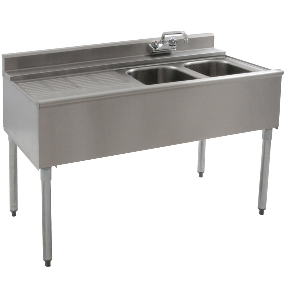 Eagle Group B4L-2-22 48" Underbar Sink with Two Compartments and Left ...