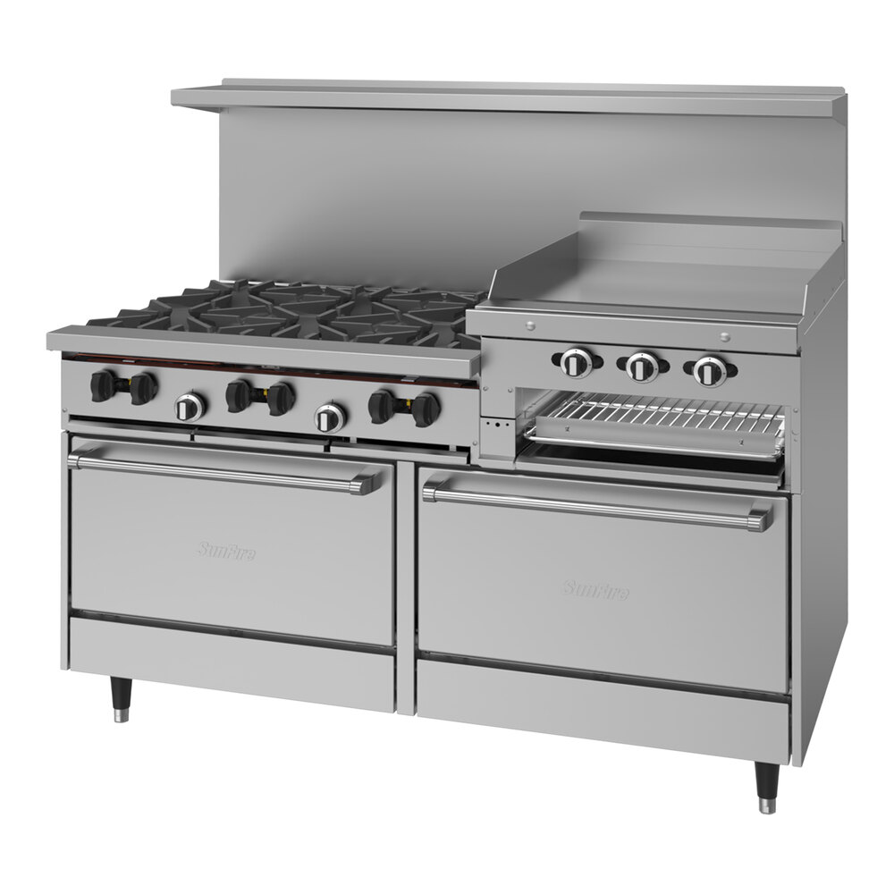 Garland SunFire Series X60-6R24RR Liquid Propane 6 Burner 60" Gas Range ...