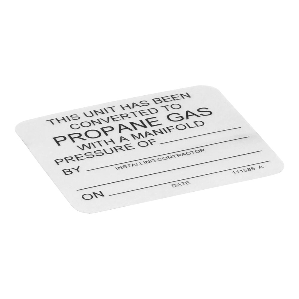 Convotherm 111585 Label;Natural To Propane Gas C