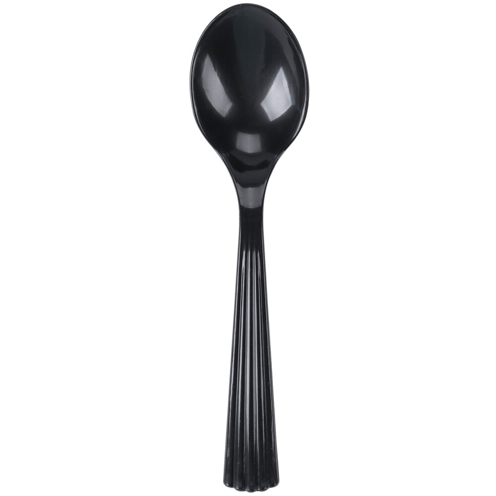WNA Comet Classicware EcoSense 6 1/8" Heavy Weight Black Plastic Spoon - 50/Pack