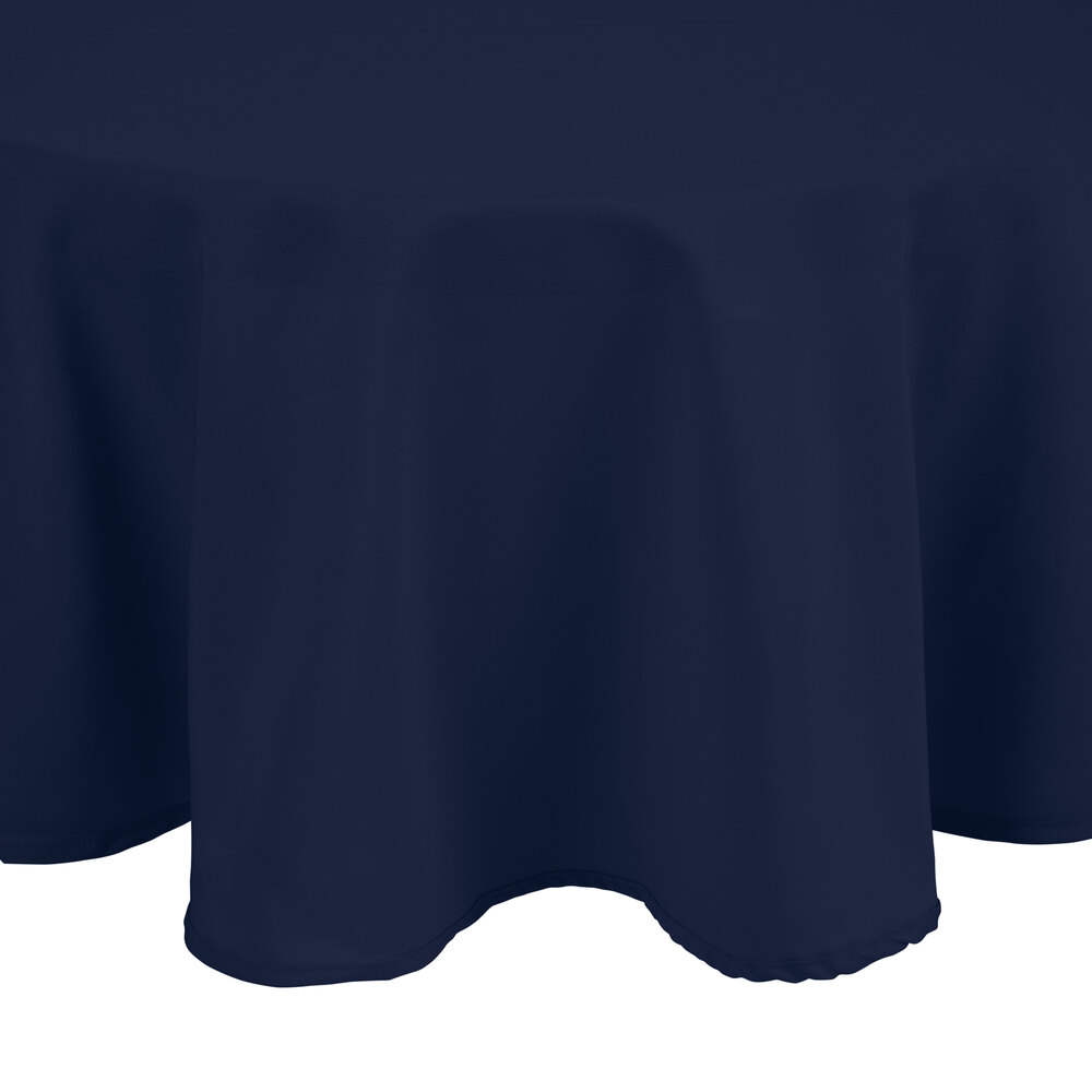 Intedge 54" Round Navy Blue 100% Polyester Hemmed Cloth Table Cover