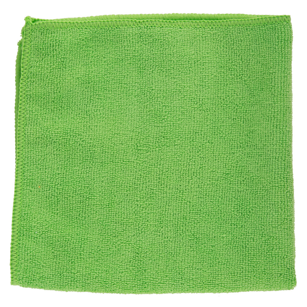 16" x 16" Green Microfiber Cleaning Cloth - 12/Pack